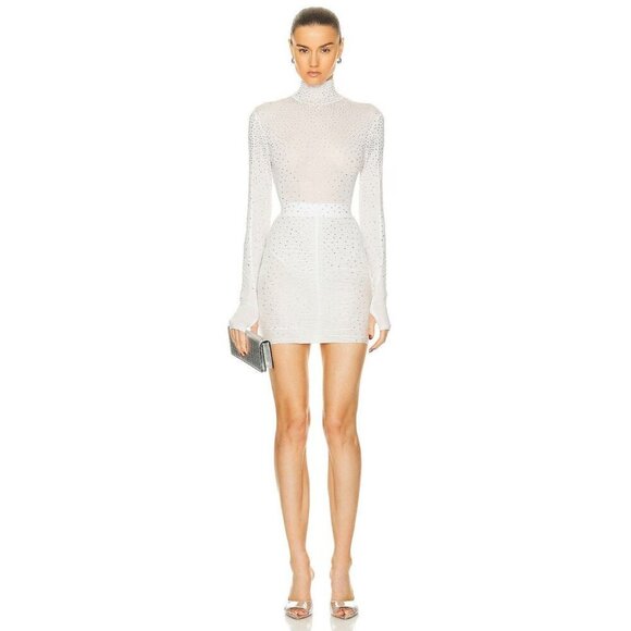 Alex Perry | Skirts | Alex Perry Ruched Crystal Mini Skirt In White Us ...